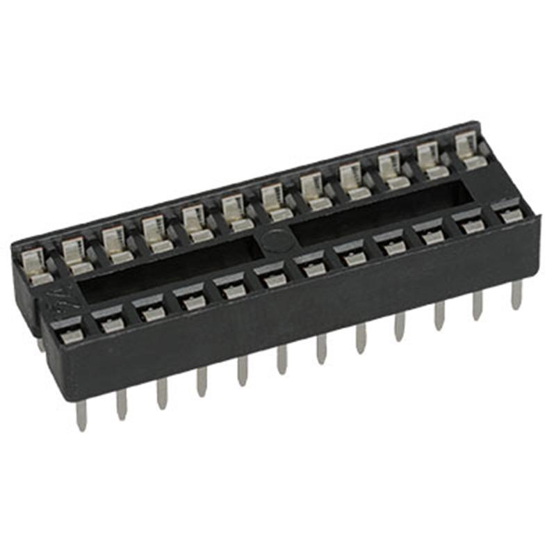 24-Pin 0.3 Inch Wide Low Profile Dual Wipe IC Socket Package DIP 24