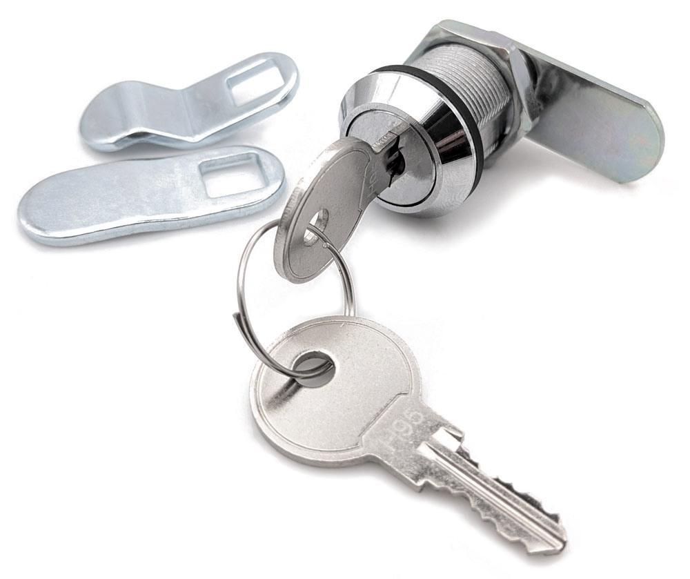 Chrome plated double-bitted lock with a 7/8" barrel, KEYED ALIKE #H95